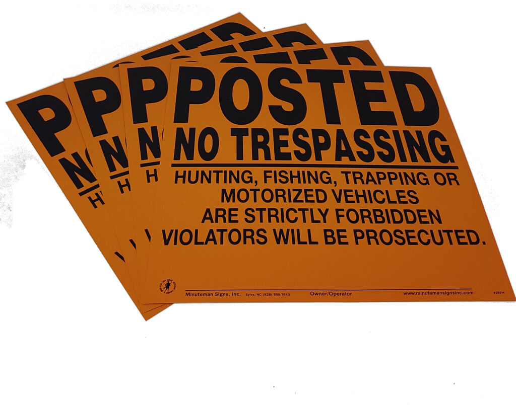Posted No Trespassing Hunting Fishing Trapping Motorized Vehicles Sign ...