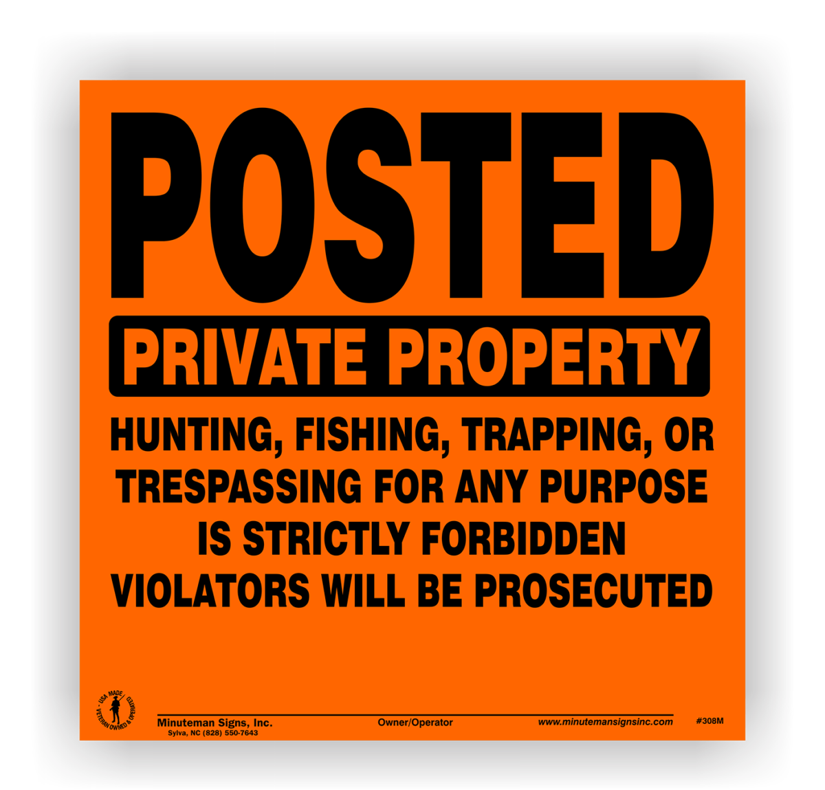 Posted Private Property Sign Yellow Semi-Rigid POLY – No Trespassing Signs