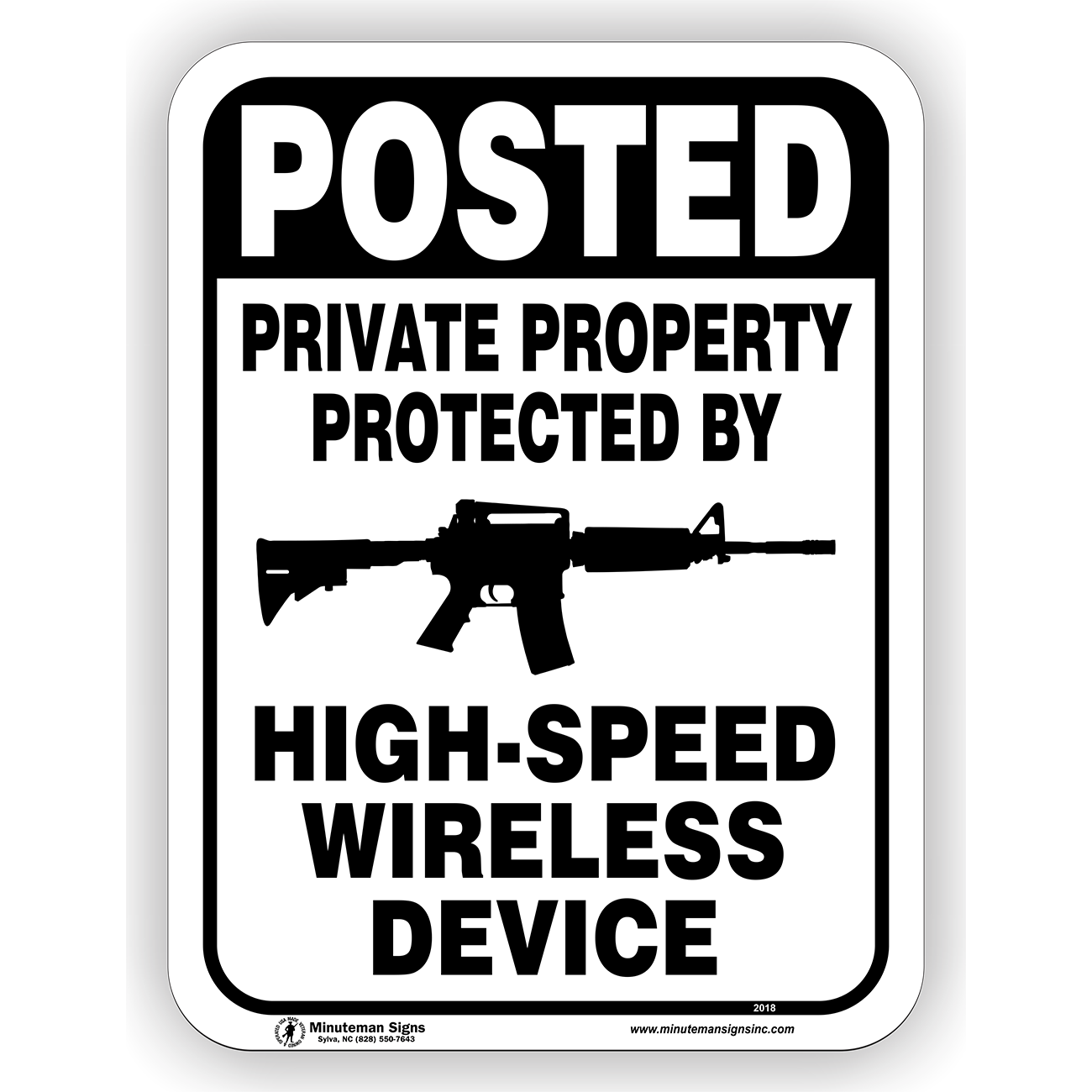 White Aluminum Private Property Protected by Gun – No Trespassing Signs