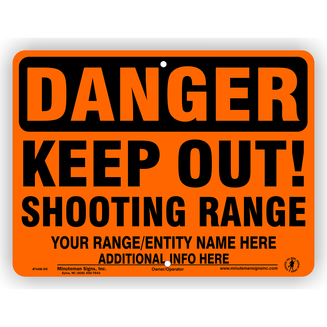 Orange Danger Keep Out Shooting Range Self Supporting Sign – No ...