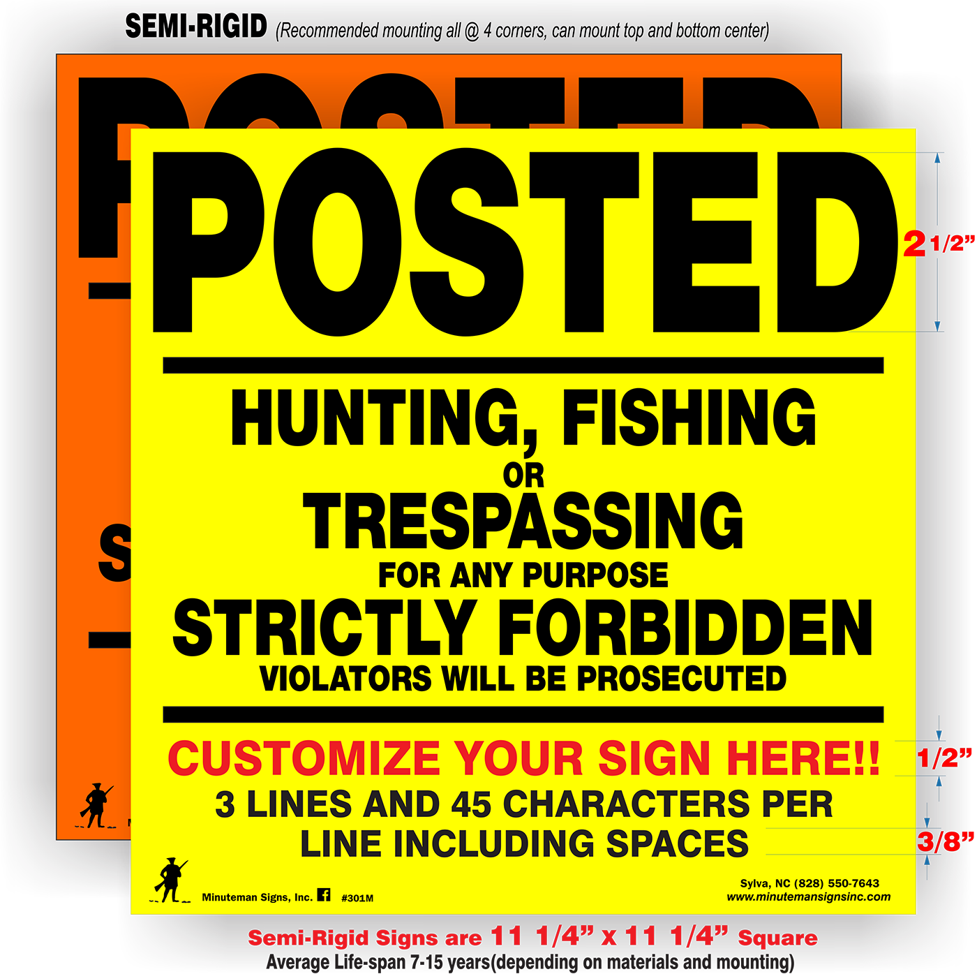 Square Boundary Marker Trespassing Posted Sign No Trespassing Signs