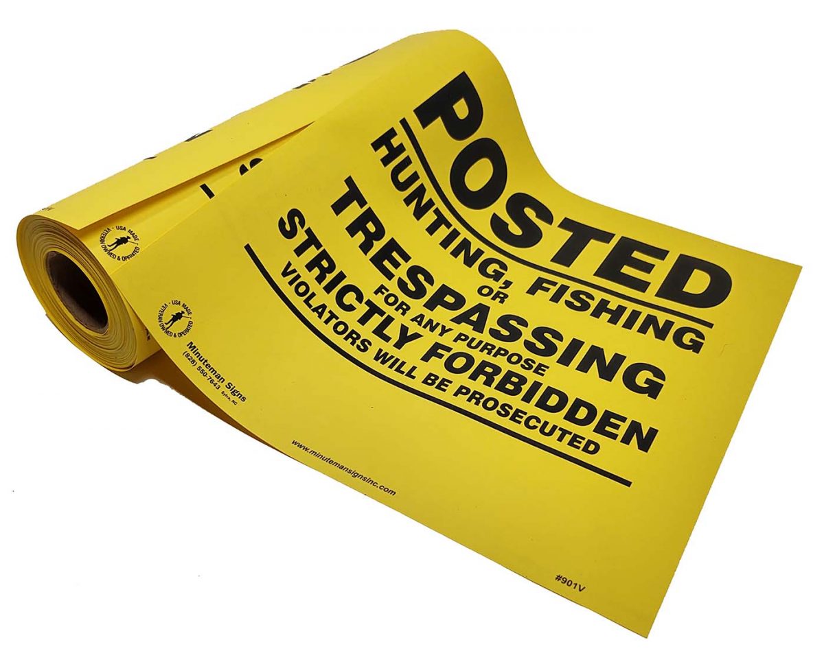 Yellow Heavy Gauge Flexible Vinyl Posted Sign – No Trespassing Signs
